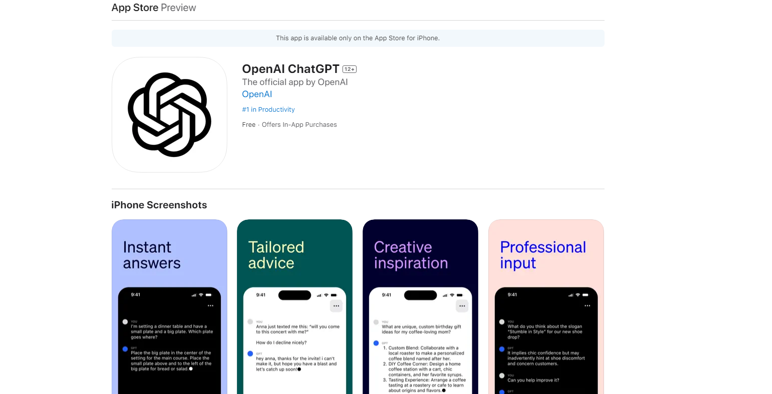 OpenAI launches an official ChatGPT app for iOS